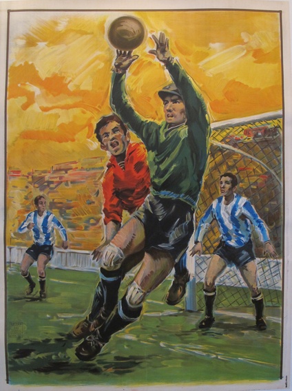 Original Vintage Spanish Soccer / Football Poster, Goalkeeper ...