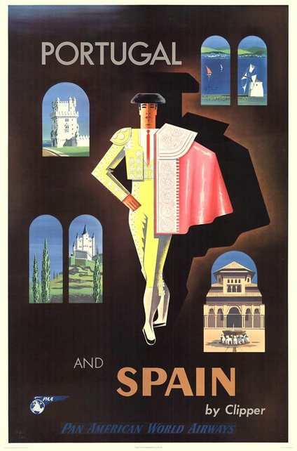 PORTUGAL AND SPAIN BY CLIPPER PAN AM | Advertising Posters | Limited Runs
